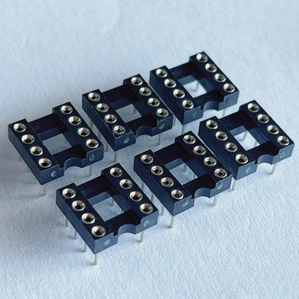 2.54mm 8 핀 IC 소켓 커넥터 여성 직선 핀 헤더 PBT 단열 재료 검은색