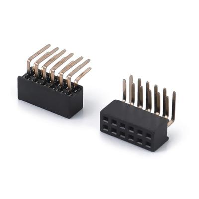 China 1.0 Female Header Dip Double Row Straight PA6T Black 2pin-100pin Board To Board connector for sale