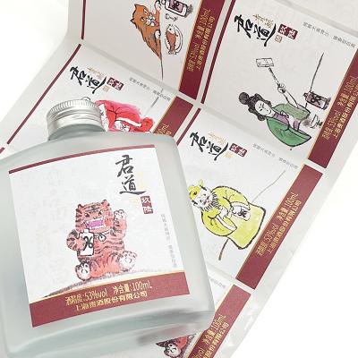 China Custom Size Self Adhesive Printing Wine Bottle Label Embossed Texture Paper Gold Silver Foil Roll Sticker Decal for sale