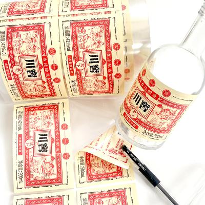 China Self Adhesive Embossing Waterproof Logo Packaging Label Customized Double Side Bottle Stickers Roll for Wine Factory for sale