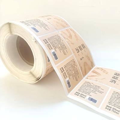 China Custom Adhesive Vinyl Roll Texture Label Sticker Die Cut Gold Foil Stamping for Beverage Bottle Packaging for sale