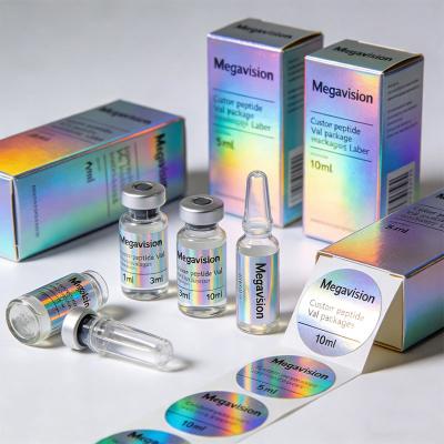 China Personalized Peptide Packaging Labels Holographic PET Vinyl BOPP Quick Delivery Factory Direct Lab Sample Tracking for sale