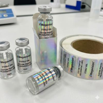 China Customized ROHS Compliant Waterproof Packaging Label Permanent Adhesive Durable Laboratory Peptide Vial Bottle Label Stickers for sale