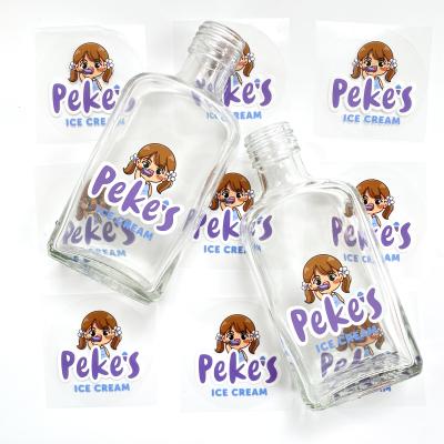 China Customized  Ice-cream Brand Label Clear Printing Waterproof Transparent Logo for Bottle for sale