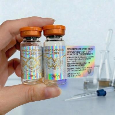 China Custom 3ml 5ml 10ml Glass Vial Labels Holographic Waterproof Vinyl Sticker for Laboratory Bottle Label for sale