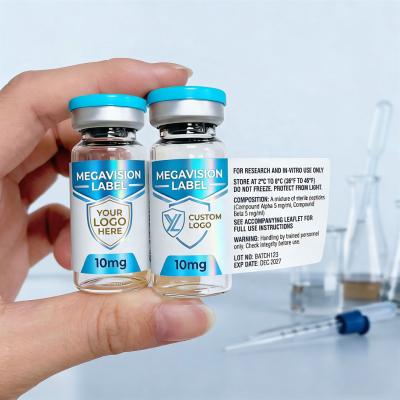 China Custom OEM ODM 10ml 3ml Holographic Vinyl Cosmetic Packaging Label Waterproof Sticker for Glass Vial Laboratory for sale