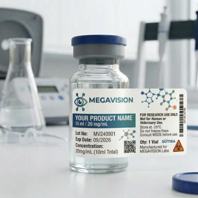 China Peptide Vial Labels Holographic PET Vinyl BOPP Pharma Sample Vials Wholesale Price Low MOQ 5ml 7ml 10ml Wholesale Custom for sale