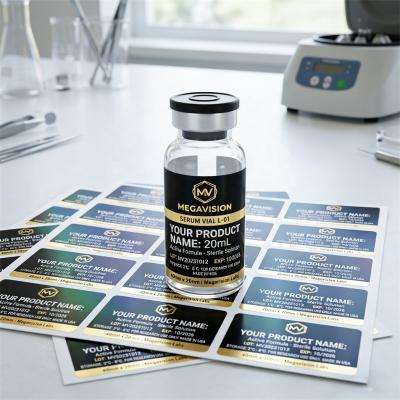 China Factory Custom Printing 2ml 5ml 10ml Glass Vial Self Adhesive Customized Waterproof Sticker Label for Laboratory for sale