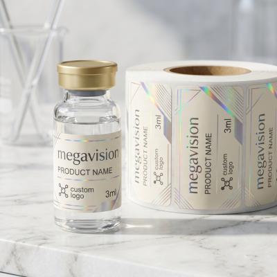 China Lab Sample Tracking Peptide Vial Labels Wholesale Price Low MOQ Hologram PET Synthetic Paper Vinyl Custom for sale