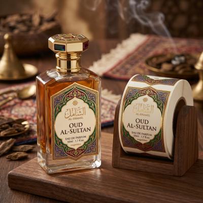 China Luxury Fragrance Bottle Labels Custom Embossed Perfume Stickers for Middle Eastern Cosmetic Brands for sale