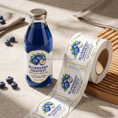 China Custom Orange Juice Bottle Label Waterproof Beverage Packaging Sticker Food Grade Adhesive Bottle Label Printing for sale