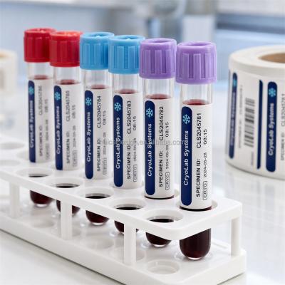 China Custom Printed Low Temperature Medical Freezer Barcode Label Removable Blood Collection Tube Sticker for Hospitals for sale