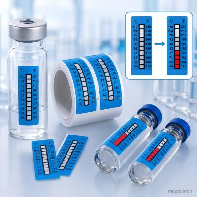 China Custom Medical Oil Proof Temperature Tracking Sticker Reversible Thermal Sensitive Indicator Label Color Changing Sensor for sale