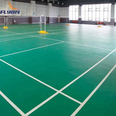 China Flyon good quality adhesive vinyl flooring badminton court mat and vinyl sport court mat for sale