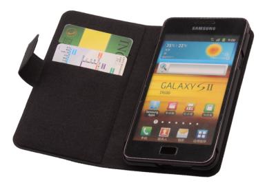 China Black PU Leather Phone Case Anti-dust For SAMSUNG Galaxy S II I9100 for sale