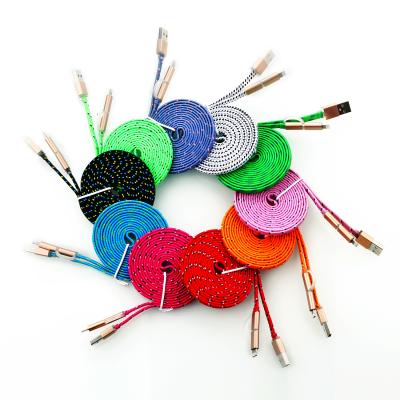 China USB TO Micro 5pin+Lightning 8pin 2 in 1 USB Data Sync cable,Aluminum alloy shell, ten kinds of color optional for sale