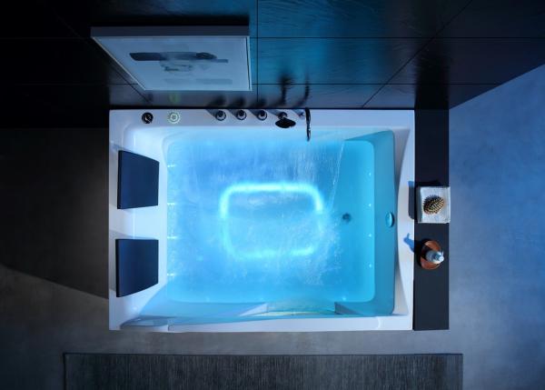 Quality Ladodo Luxury Double Rectangle Bathtub With One Piece LED Bottom Light for sale