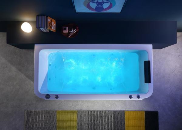 Quality Massage Bathtub With Integrated Apron And Freestanding Chrome Waterfall Tap for sale
