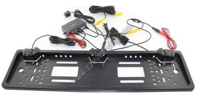 China European License Plate Parking Sensor 3 in 1 Car Rearview Camera with two probes and one camera for sale