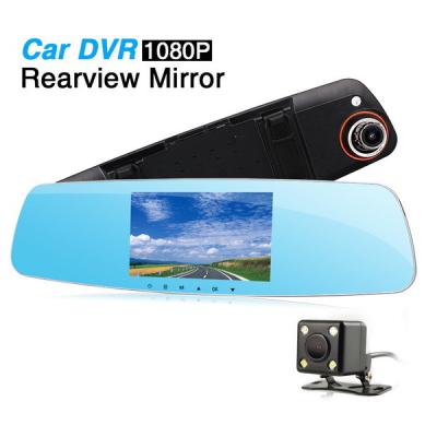 China 5inch full HD 1080p universal rearview mirror car dvr with dual camra lens for sale