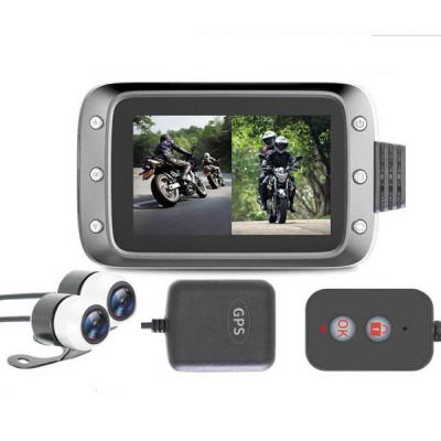 China 1080P Dual Lens Motorbike DVR with 2 channels input Camera and gps antenna for sale