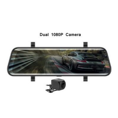 China 10 inch rearview mirror DVR with 2 1080P cameras support parking monitor for sale