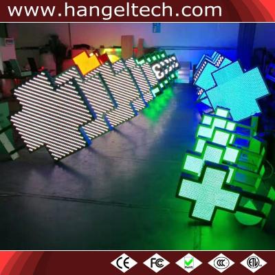 China Outdoor P10mm Double Sided Weather Proof RGB LED Pharmacy Cross Display Sign - 500x500mm Cross for sale