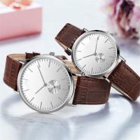 China Leather Couple Quartz Watch Rectangular Analog Dial Wearproof for sale