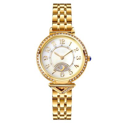 Cina Banda di acciaio d'annata della luna della stella di Diamond Ladies Quartz Watch Dia 26.5mm del quadrante in vendita