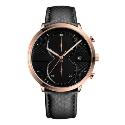 China Van het de Legeringskwarts van de leerriem Polshorloge 43mm Dia Minimalist Chronograph Te koop