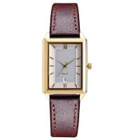 China Square Shape Cowhide Strap Roman Scale Dial Big Date Watch For Lover for sale