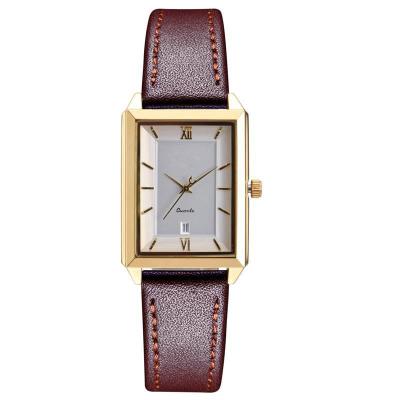Cina Il quadrato modella l'orologio di Roman Scale Dial Big Date della cinghia della pelle bovina per l'amante in vendita