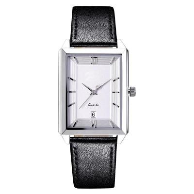 Cina Il quadrato modella l'orologio di Roman Scale Dial Big Date della cinghia della pelle bovina per l'amante in vendita