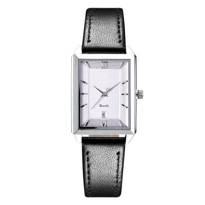 Cina Il quadrato modella l'orologio di Roman Scale Dial Big Date della cinghia della pelle bovina per l'amante in vendita