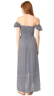 China Mulher da roupa impressa fora do rayon Maxi Dress boêmio do ombro à venda
