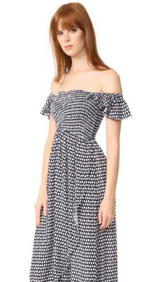 China Mulher da roupa impressa fora do rayon Maxi Dress boêmio do ombro à venda