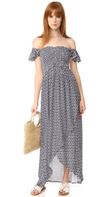 China Mulher da roupa impressa fora do rayon Maxi Dress boêmio do ombro à venda