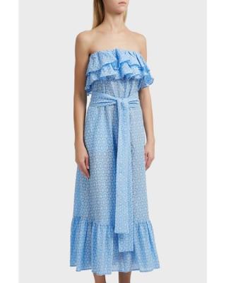 中国 肩の花の刺繍のひだの服の女性を離れた女性の青い綿 販売のため