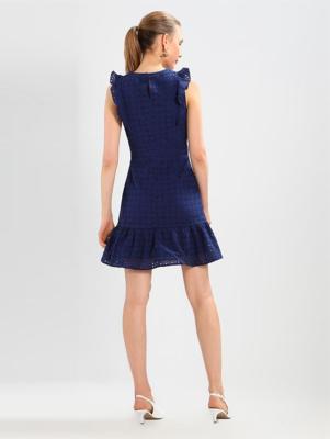 China Mulheres 100% do algodão Mini Dress sem mangas azul à venda