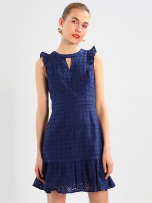 China Mulheres 100% do algodão Mini Dress sem mangas azul à venda