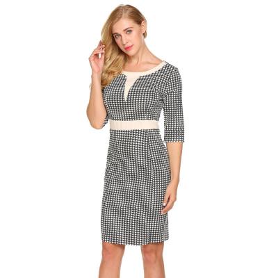 China Vestido branco e preto popular do lápis do guingão à venda