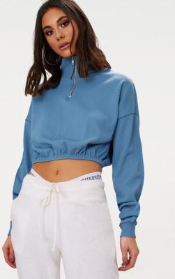 Cina Blu lungo delle maniche del maglione anteriore del raccolto dello zip in vendita
