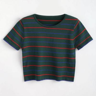Cina Stampa su ordinazione della maglietta di Logo Stripe Cotton per le donne in vendita