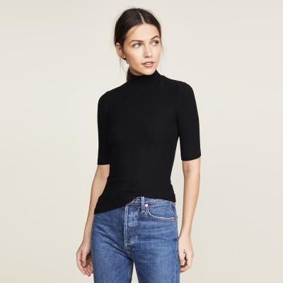 Cina Donne della maglietta del nero dell'abbigliamento di progettazione semplice in vendita
