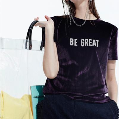 Cina Nuova maglietta dell'abbigliamento del velluto di estate di arrivo 2019 per le donne in vendita