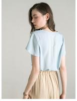 China V Neck Short Sleeve Summer Blouse for sale