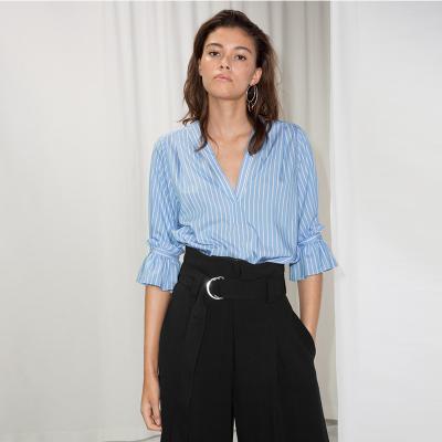 Cina La manica dell'arricciamento progetta la blusa per la donna in vendita