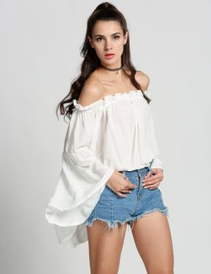 Cina Le progettazioni del collo per le signore completa le donne di modo fuori mettono le cime sulle spalle solide della blusa in vendita