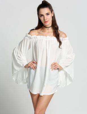 Cina Le progettazioni del collo per le signore completa le donne di modo fuori mettono le cime sulle spalle solide della blusa in vendita