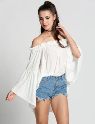 Cina Le progettazioni del collo per le signore completa le donne di modo fuori mettono le cime sulle spalle solide della blusa in vendita